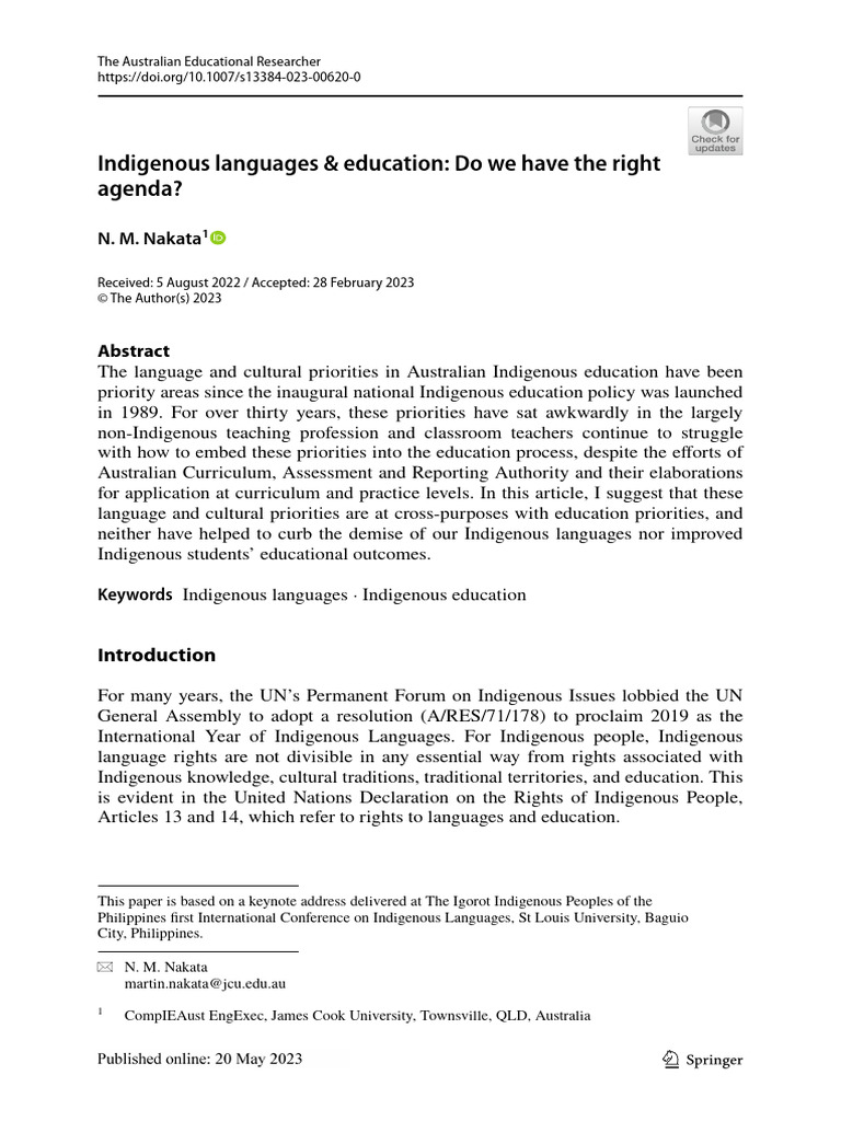 Indigenous Languages & Education | PDF | Indigenous Australians ...