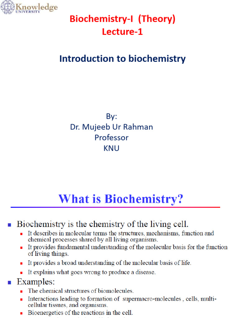 Introduction to Biochemistry Basics | PDF