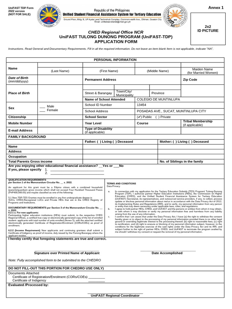 TDP Application Form | PDF | Government | Justice