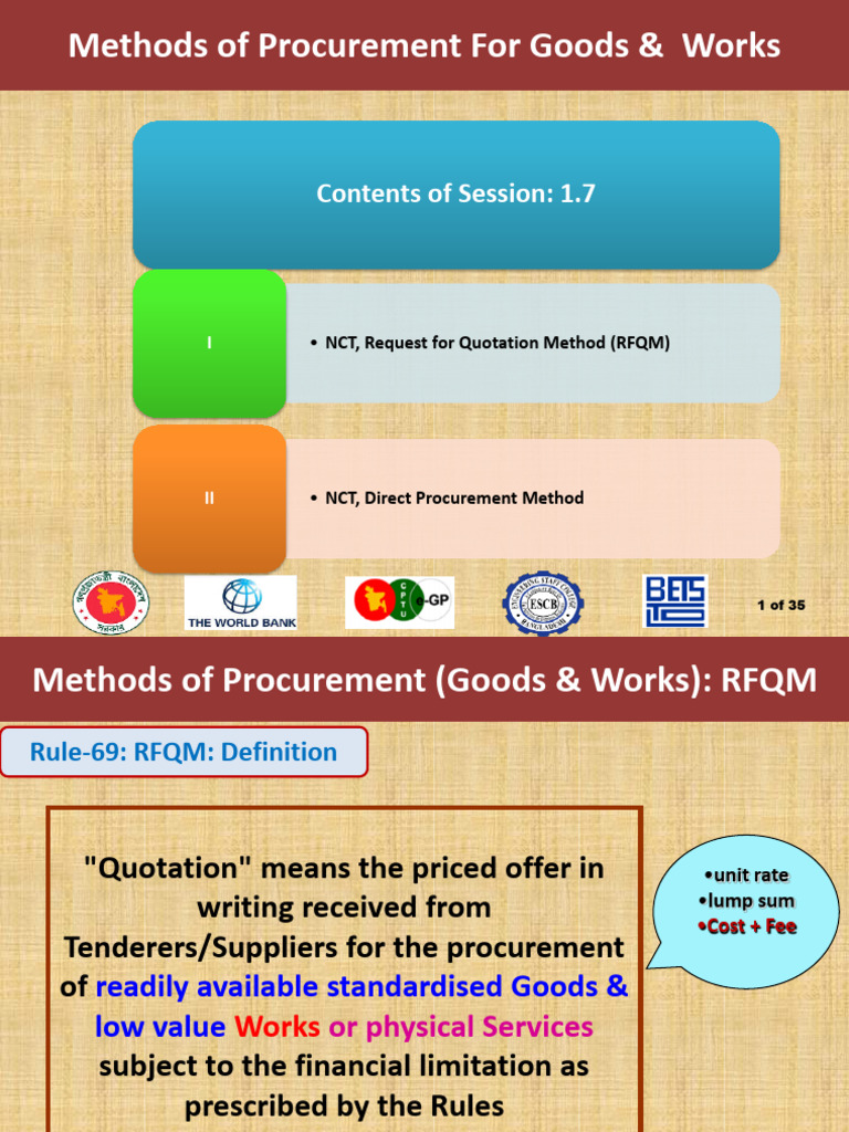 1-7 Methods of Procurement Goods & Works - RFQ - DPM | PDF ...