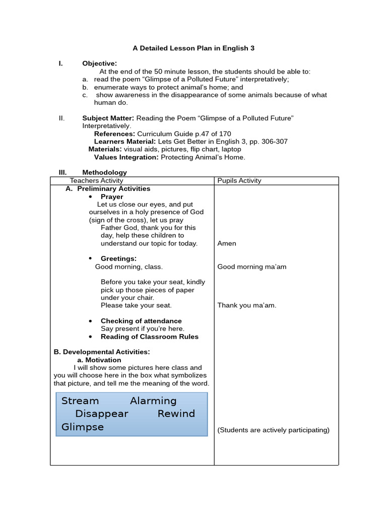 LP English 3 | PDF | Lesson Plan