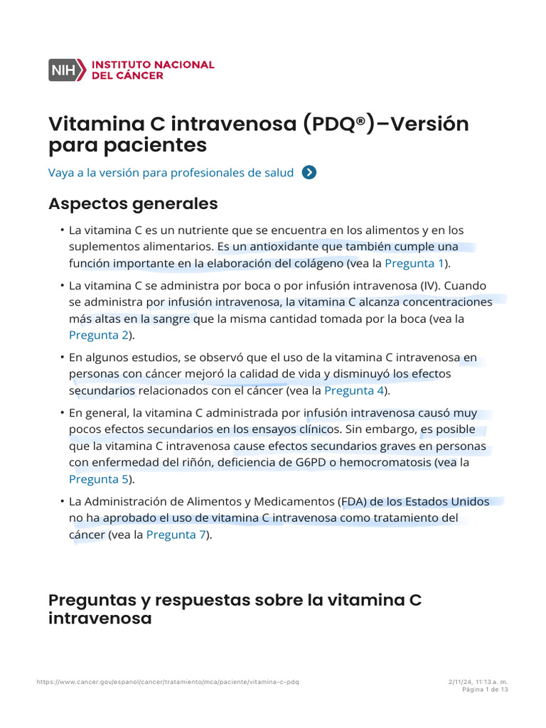 Vitamina C Intravenosa | PDF | Vitamina C | Terapia