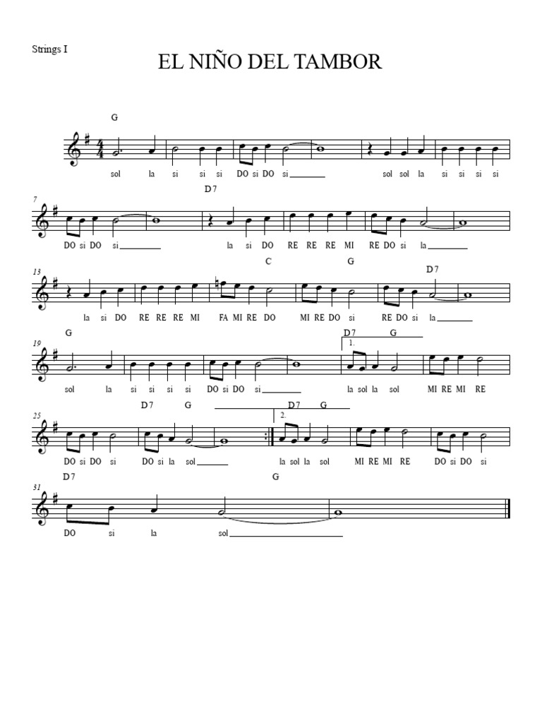El Nino Del Tambor G Melodia | PDF