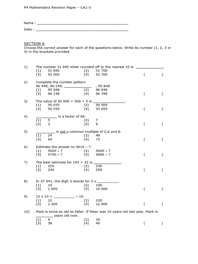 P4M-CA1-3 | PDF | Mathematics