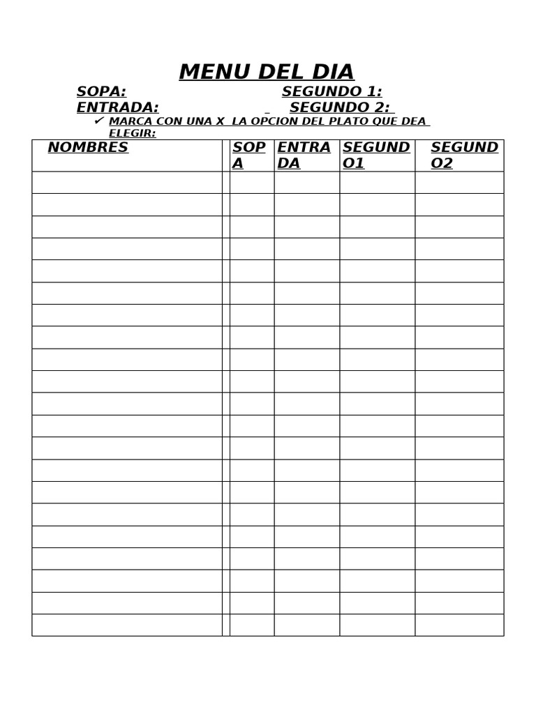 Menu Del Dia Jpch | PDF