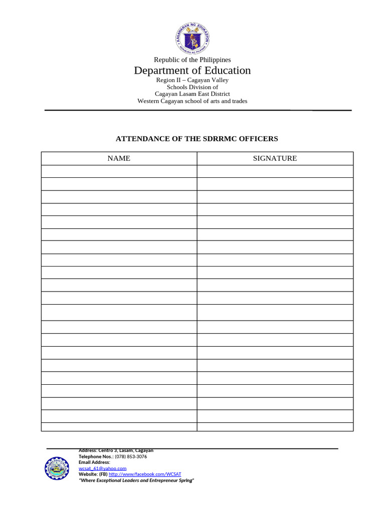 ATTENDANCE SHIT | PDF | Government | Public Administration