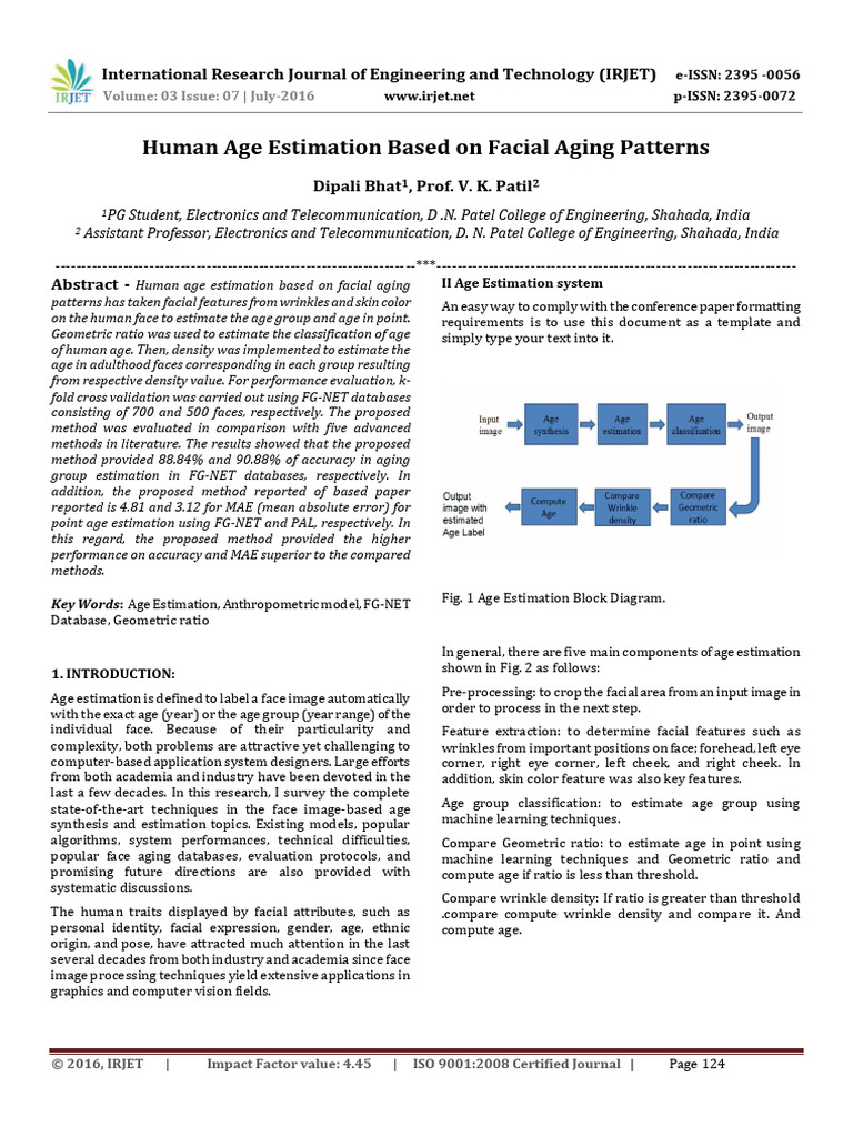 Human Age Estimation Based on Facial Agi | PDF | Applied Mathematics