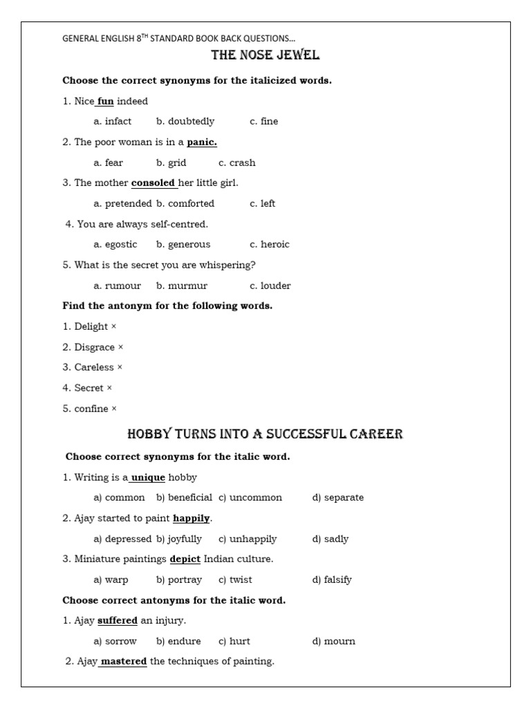 8th Grade English Activity Book PDF | PDF