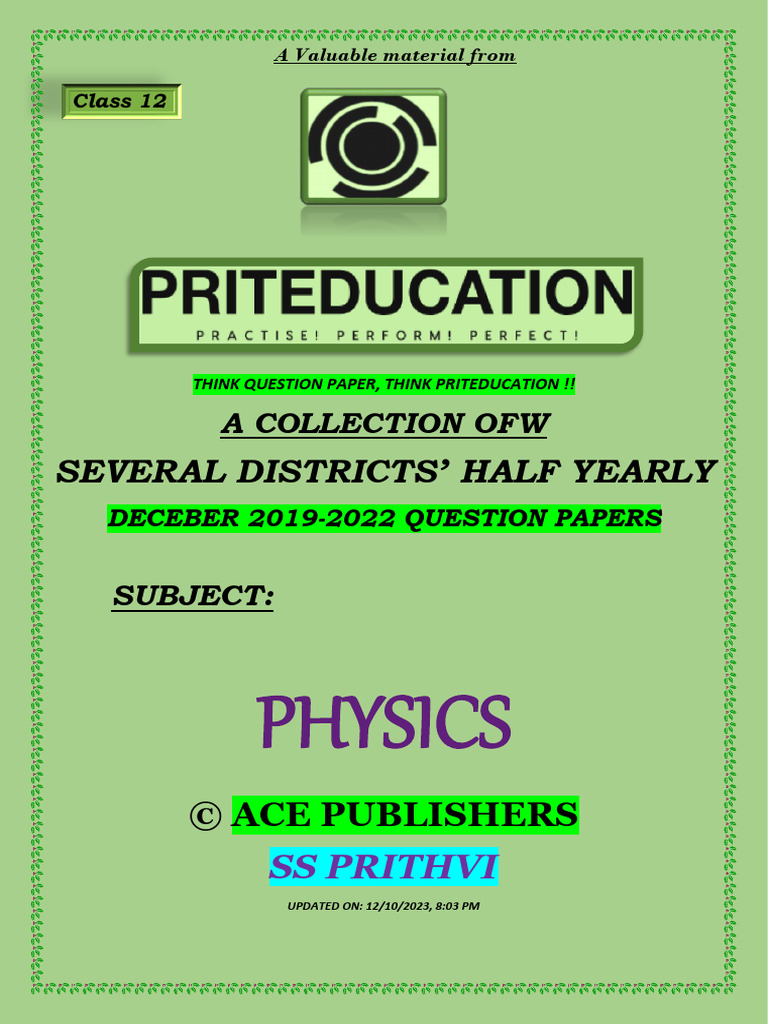 12th STD Hy Physics Final | PDF