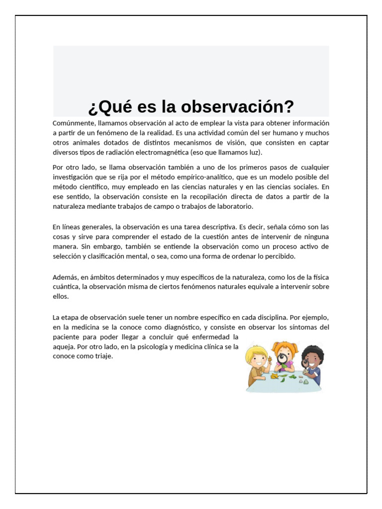 Qué Es La Observación y La Interrogación | PDF | Pensamiento | Observación