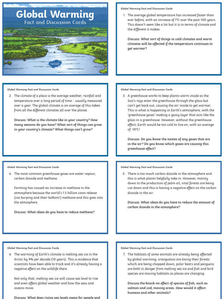 Global Warming Discussion Cards | PDF | Climate Change | Greenhouse Effect