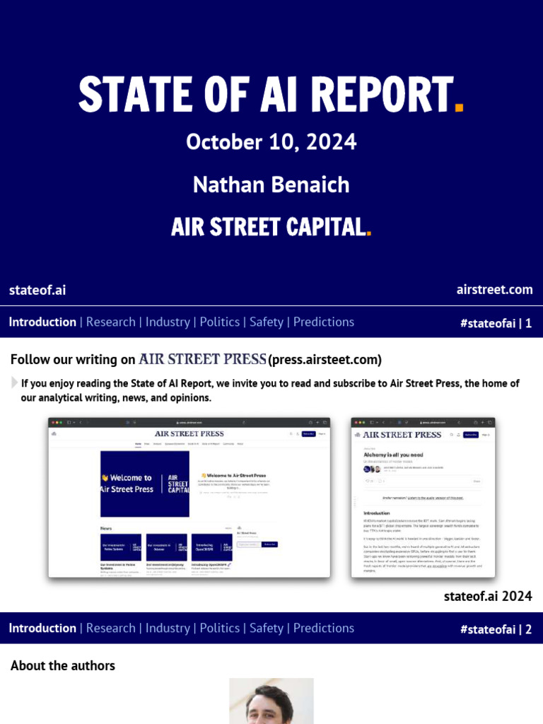 State of AI Report - 2024 ONLINE | PDF | Machine Learning | Artificial ...