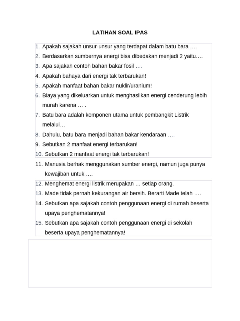 Latihan Soal Ipas......... | PDF