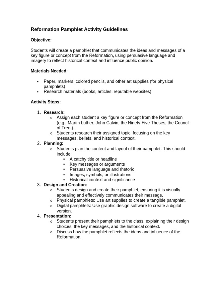 Guidelines Reformation Pamphlets | PDF