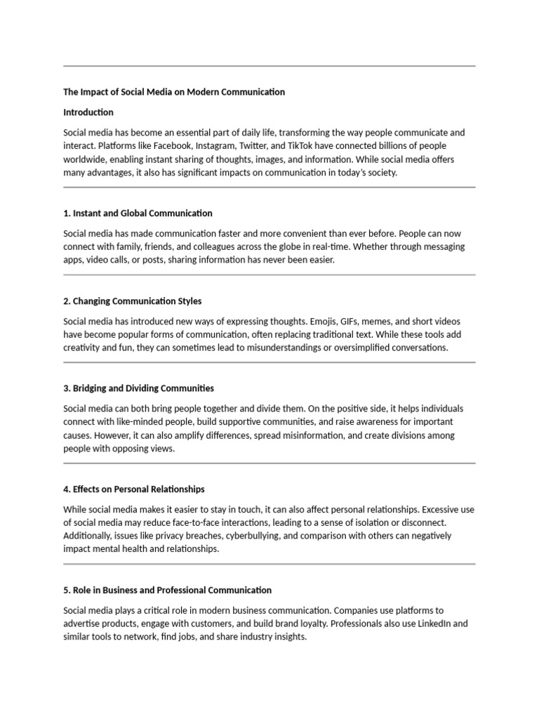 The Impact of Social Media On Modern Communication | PDF | Social Media ...