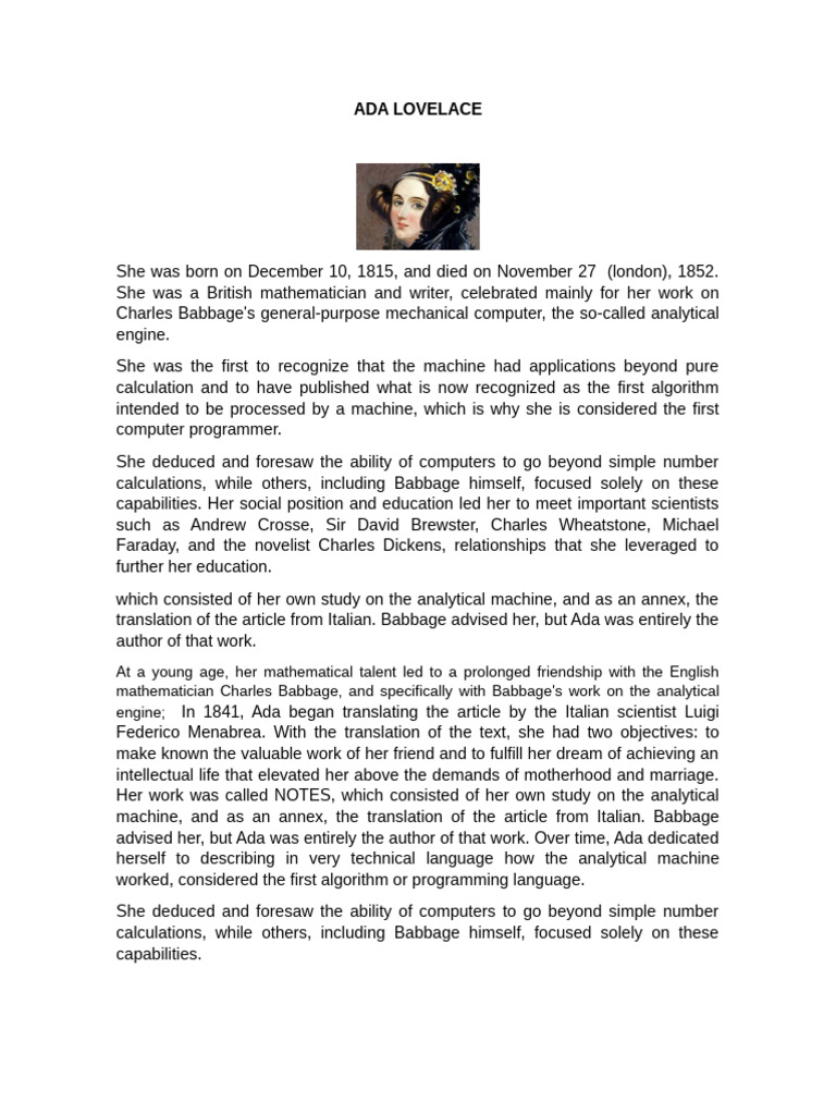 Ada Lovelace Cronica | PDF