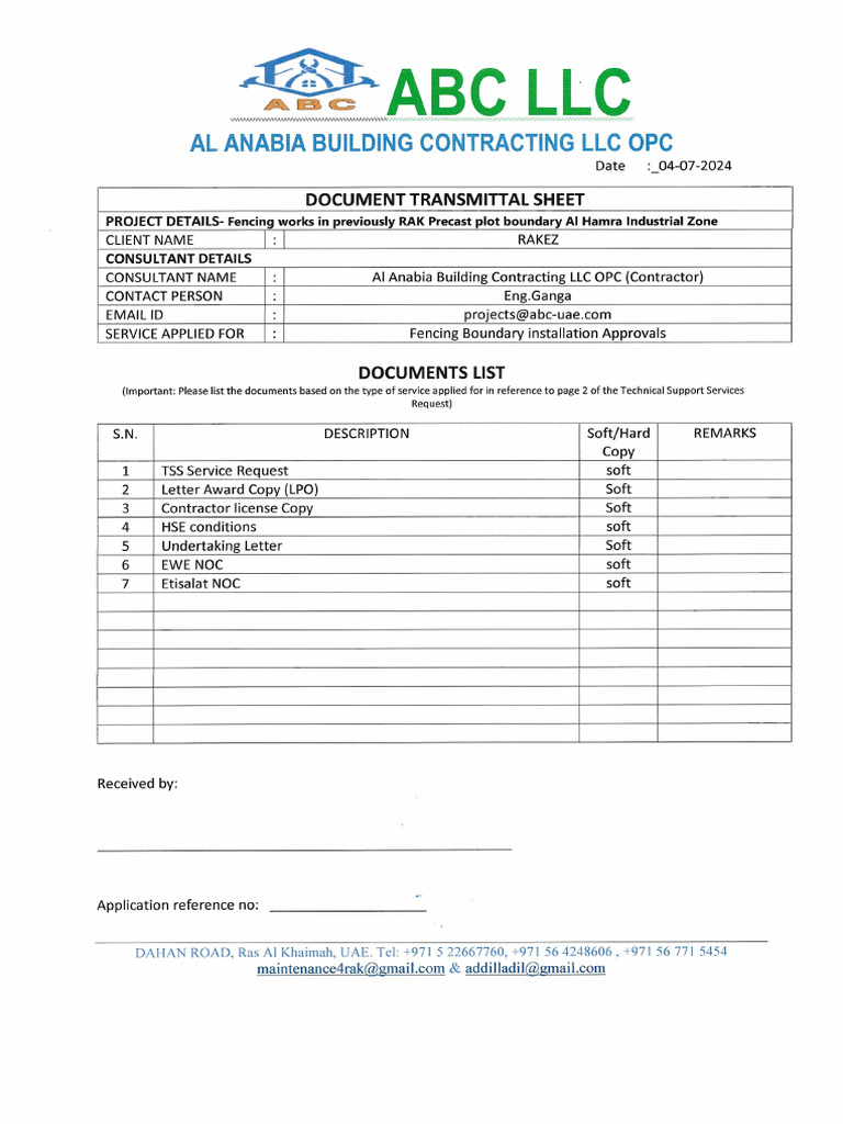 Documents Transmittal | PDF