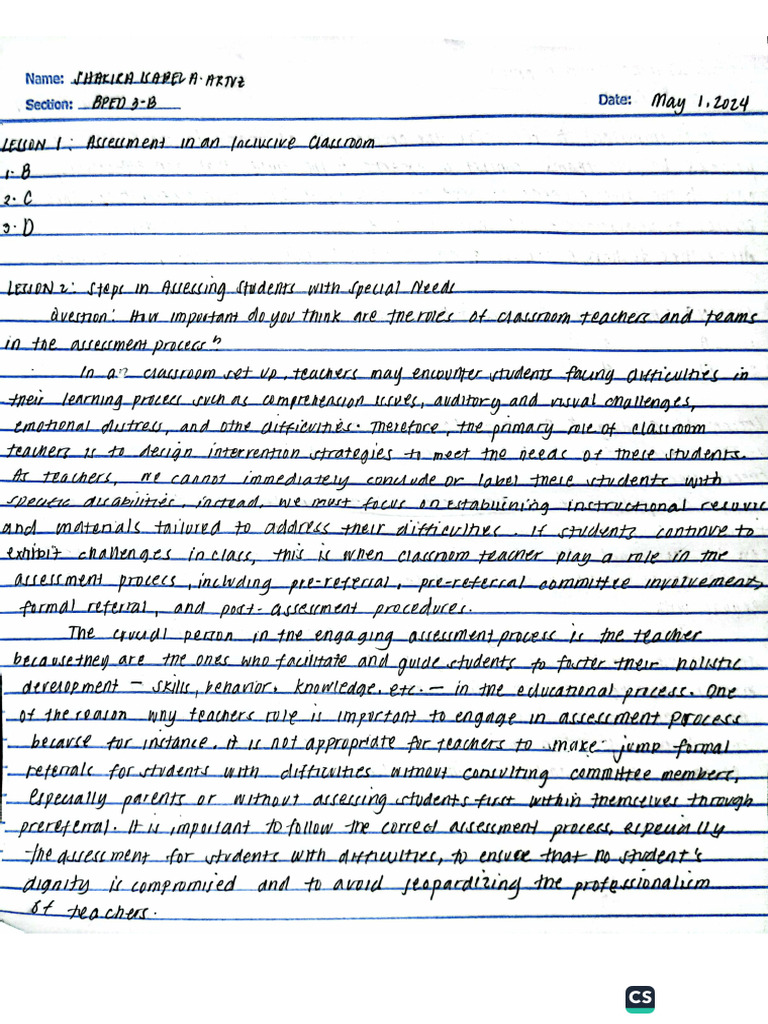 Artuz BPED 3B Unit 5 Worksheet | PDF