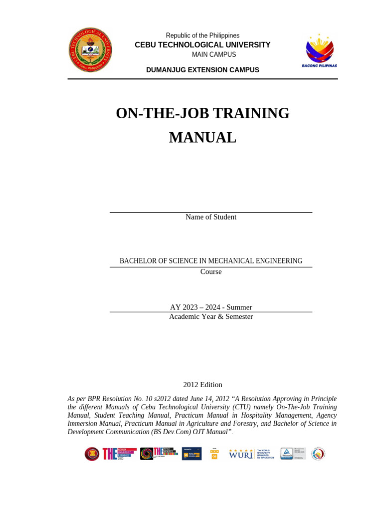 1 - Internship Manual Cover Page | PDF