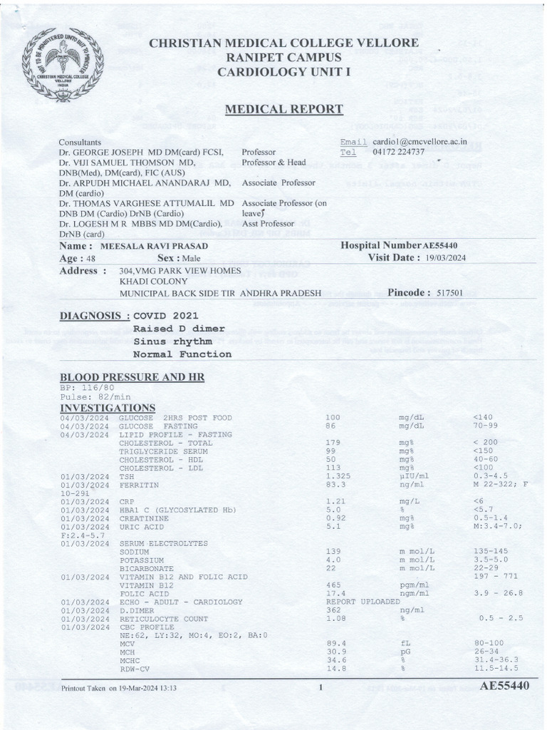 CMC Blood Thick Cordiology | PDF