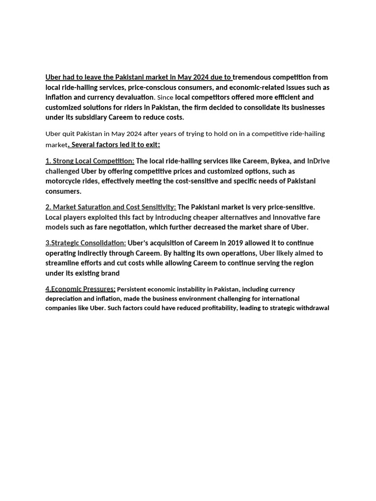 Uber Had To Leave The Pakistani Market in May 2024 Due To Tremendous ...