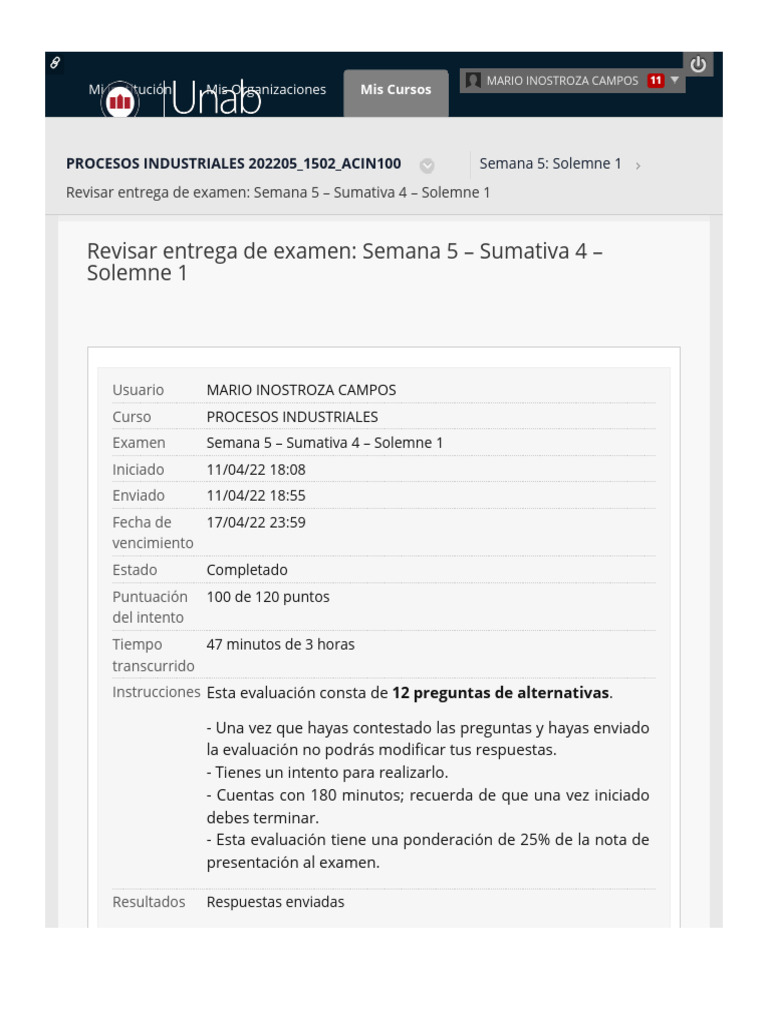 Revisar Entrega de Examen - Semana 5 - Sumativa 4 - Solemne 1 ... | PDF | Atmósfera de tierra ...