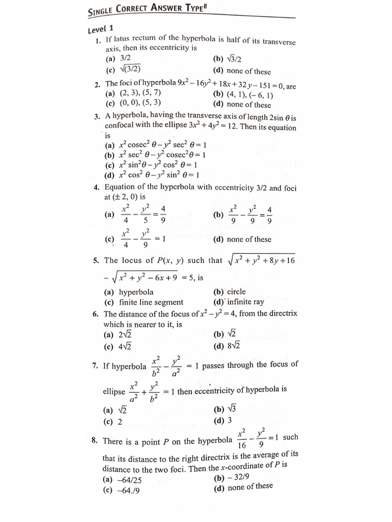 Hyperbola DPP2 | PDF