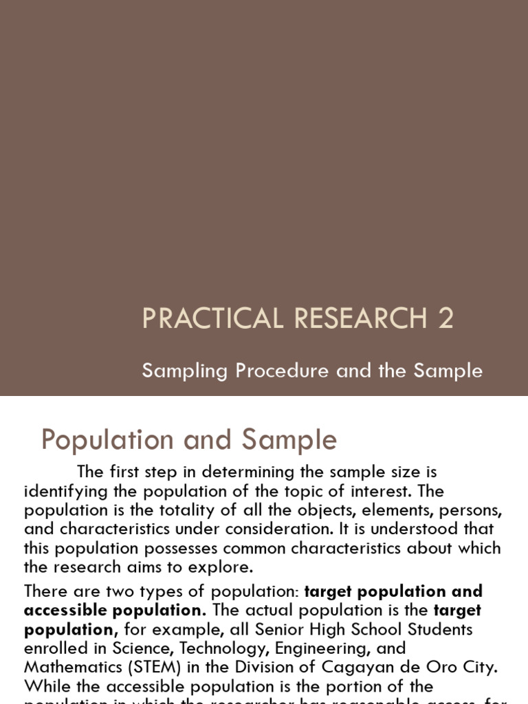 5 pr2 Sampling Procedure and The Sample | PDF | Sampling (Statistics) | Scientific Method