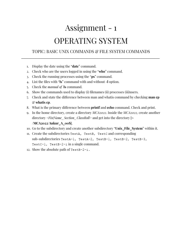 ASSIGNMENT - 1 _ BASIC UNIX COMMANDS - Google Docs | PDF