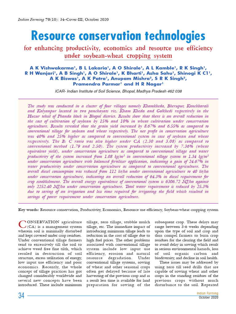 Conservation Agriculture Boosts Soybean-Wheat Yield | PDF | Agriculture | Tillage