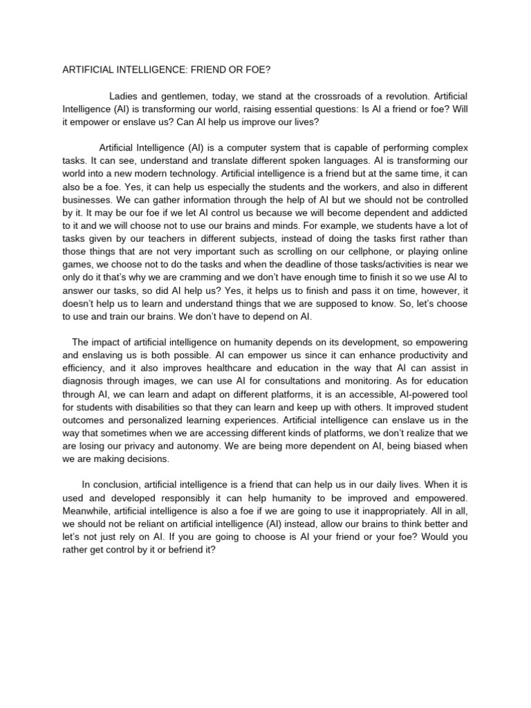 Artificial Intelligence - Friend or Foe | PDF | Artificial Intelligence ...