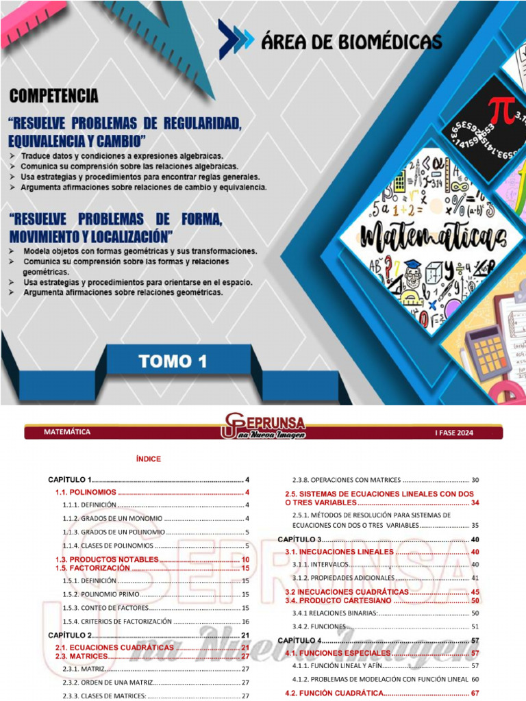 Tomo I Biomédicas - Matemática | PDF