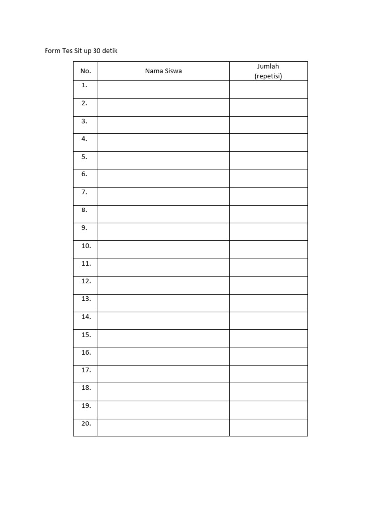 Form Tes Sit Up | PDF