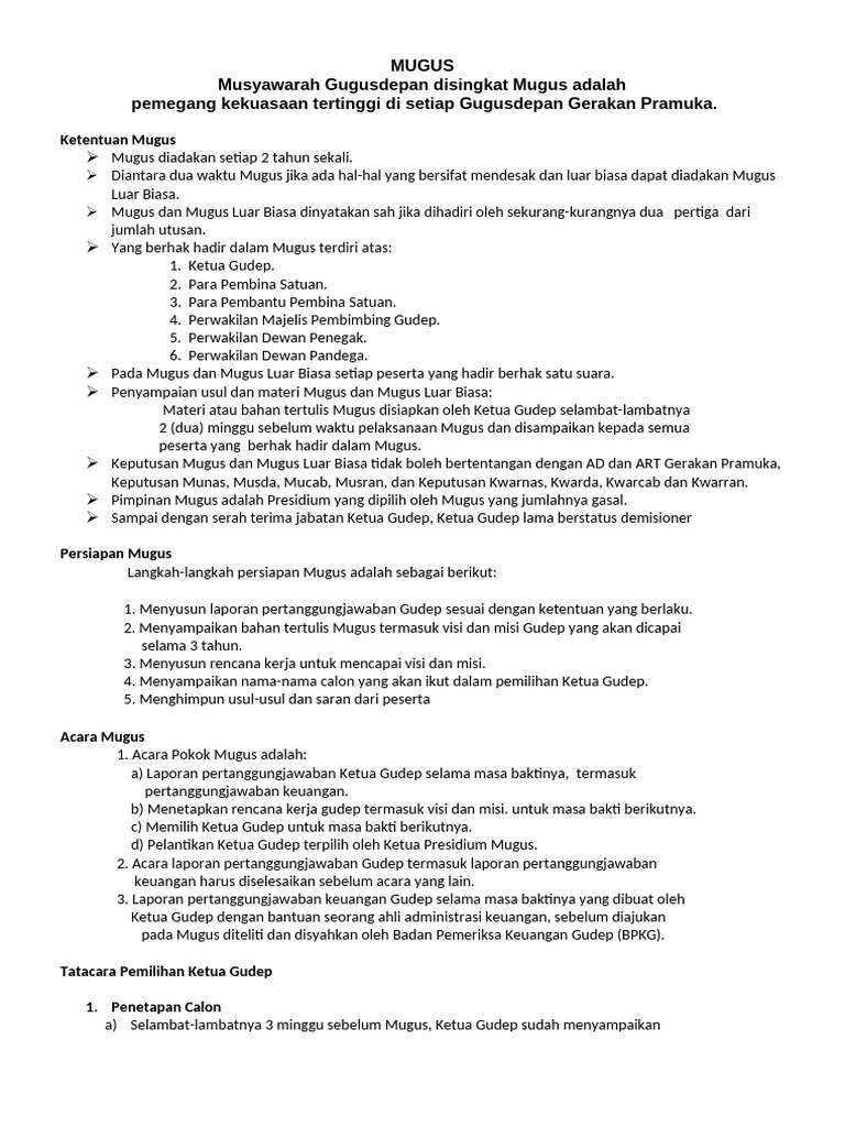 susunan MUGUS 24 - 25 | PDF