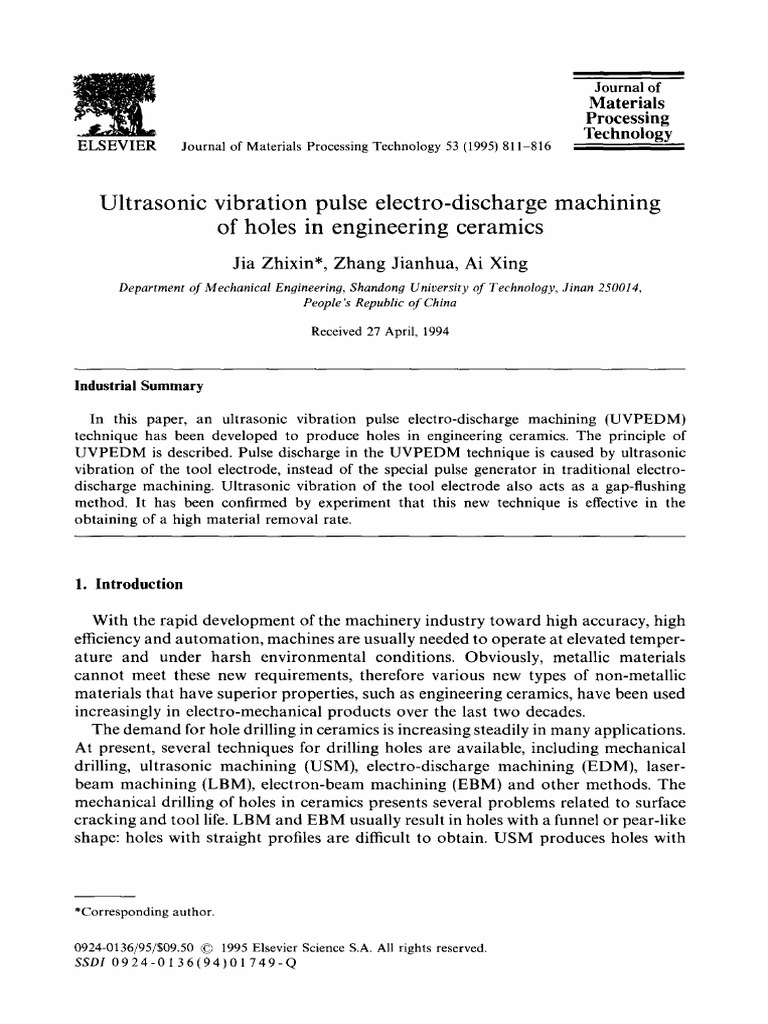 Ultrasonic vibration pulse electro-discharge machining of holes in ...
