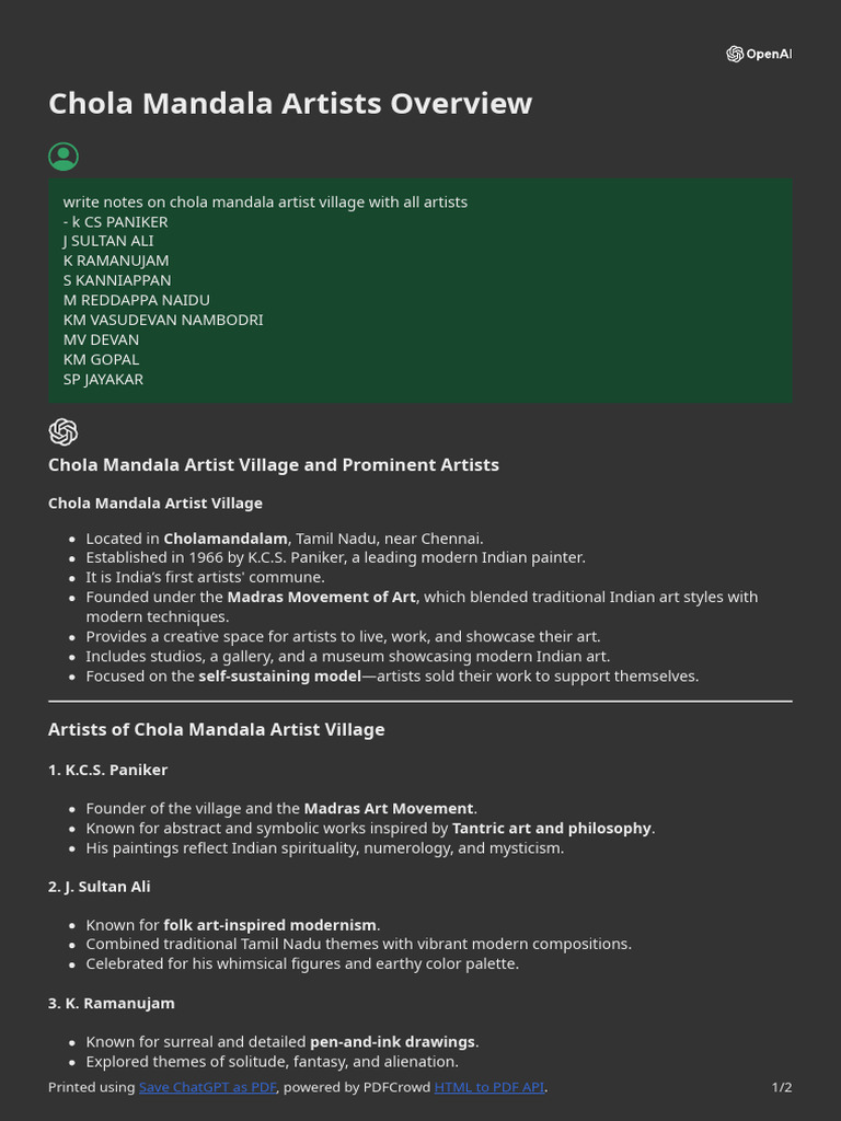 Chola Mandala Artists Overview | PDF | Paintings | Sculpture
