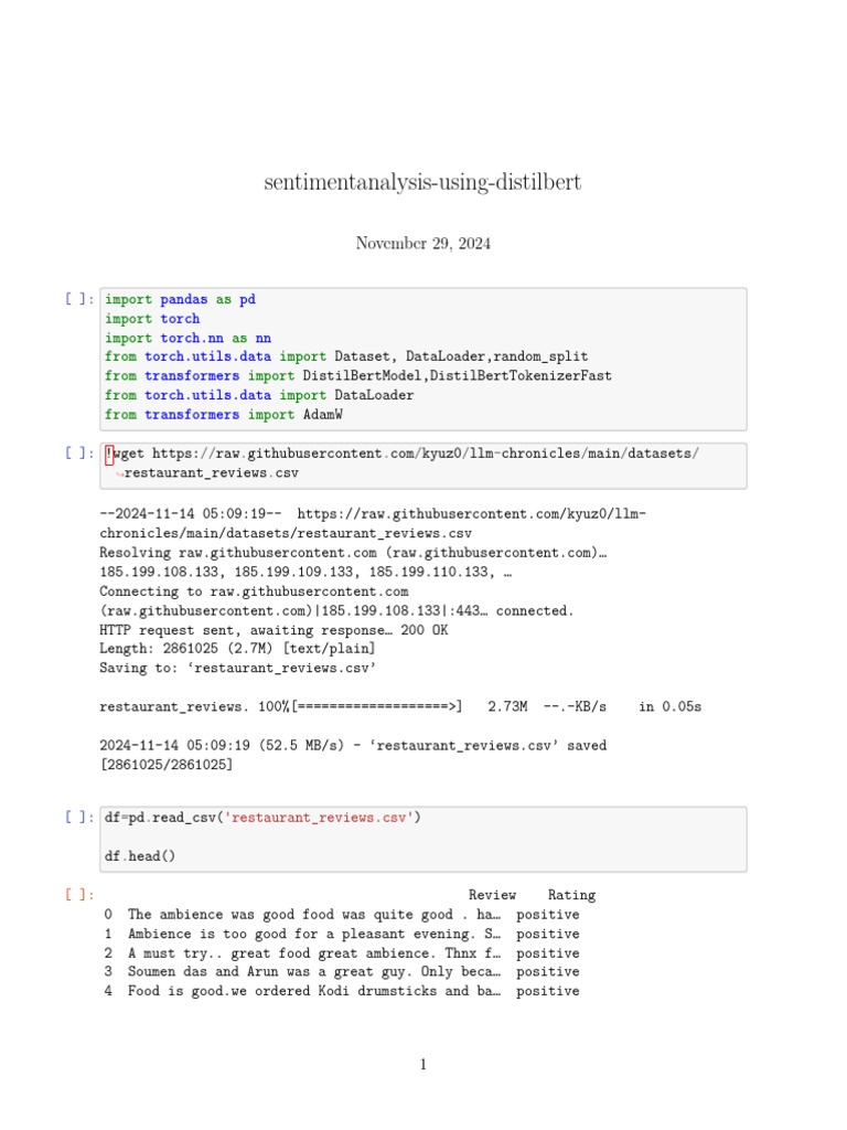 AM19 ADL Sentimentanalysis-Using-Distilbert | PDF