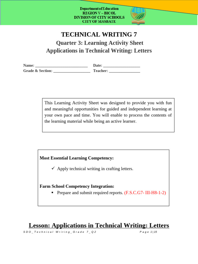 Q3 Applications in Technical Writing Letters | PDF | Soil | Agriculture
