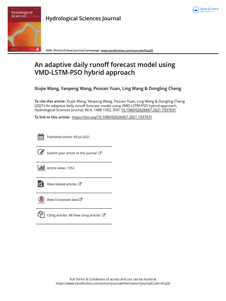 An Adaptive Daily Runoff Forecast Model Using VMD-LSTM-PSO Hybrid Approach | PDF | Artificial ...