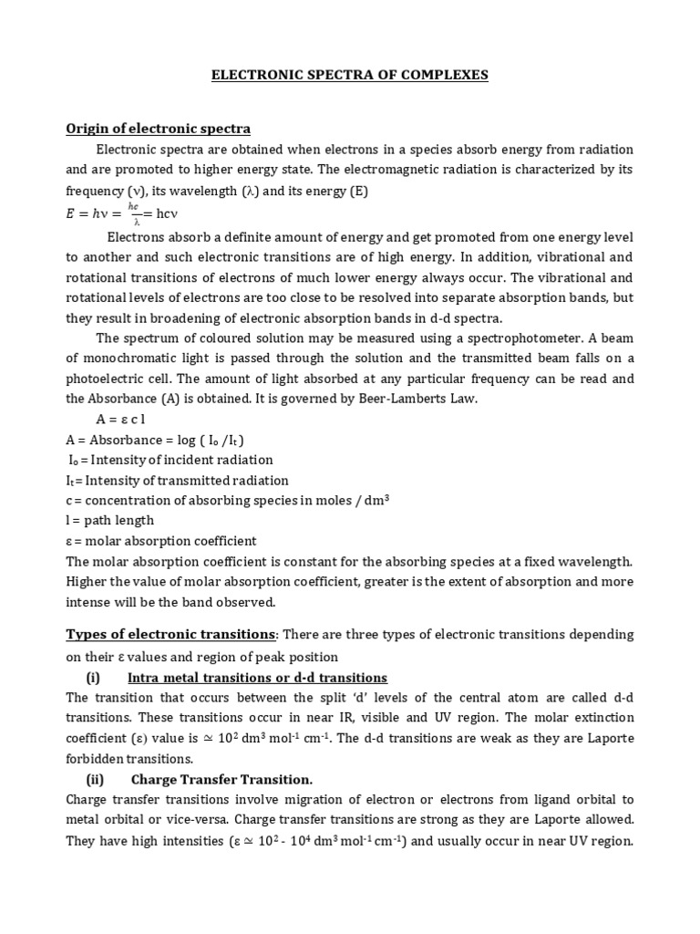 Understanding Electronic Spectra | PDF | Atomic Orbital | Absorption ...