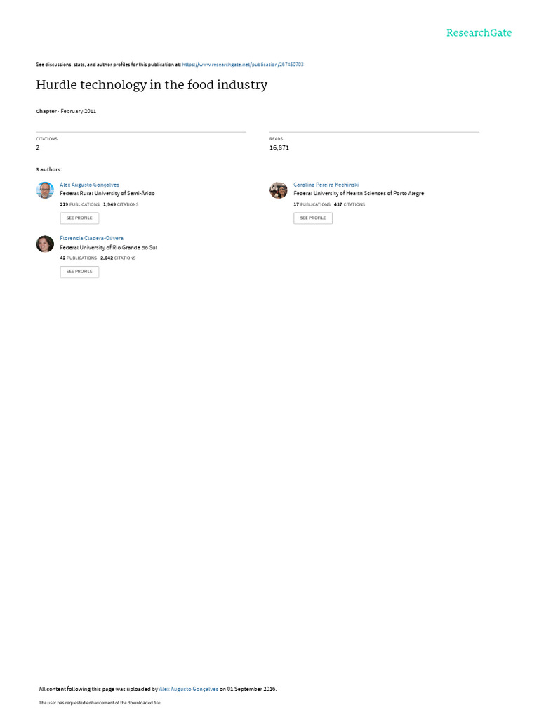 Hurdle Technology in The Food Industry | PDF