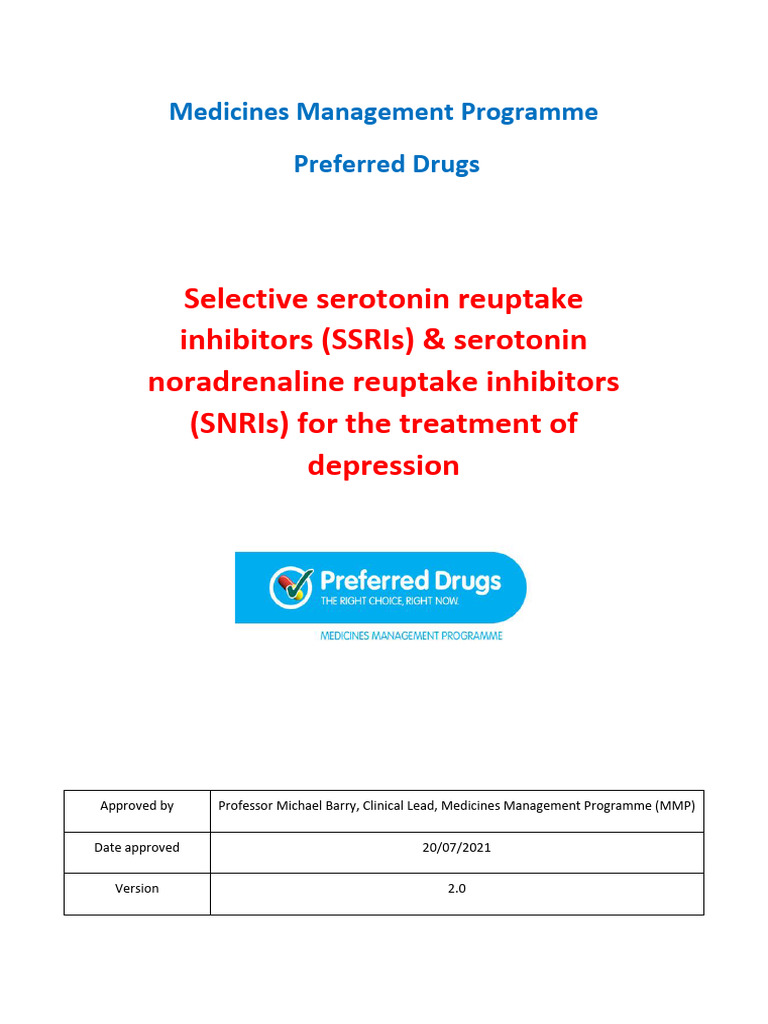 SSRIs and SNRIs for Depression Treatment | PDF | Selective Serotonin ...