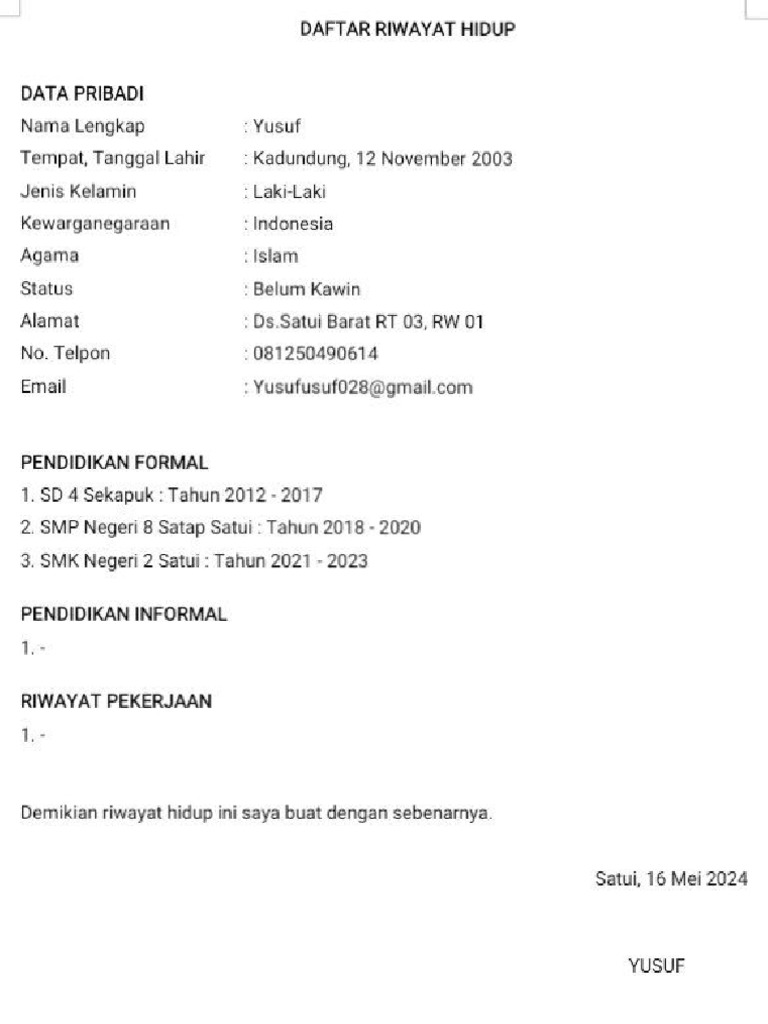CV Yusuf | PDF