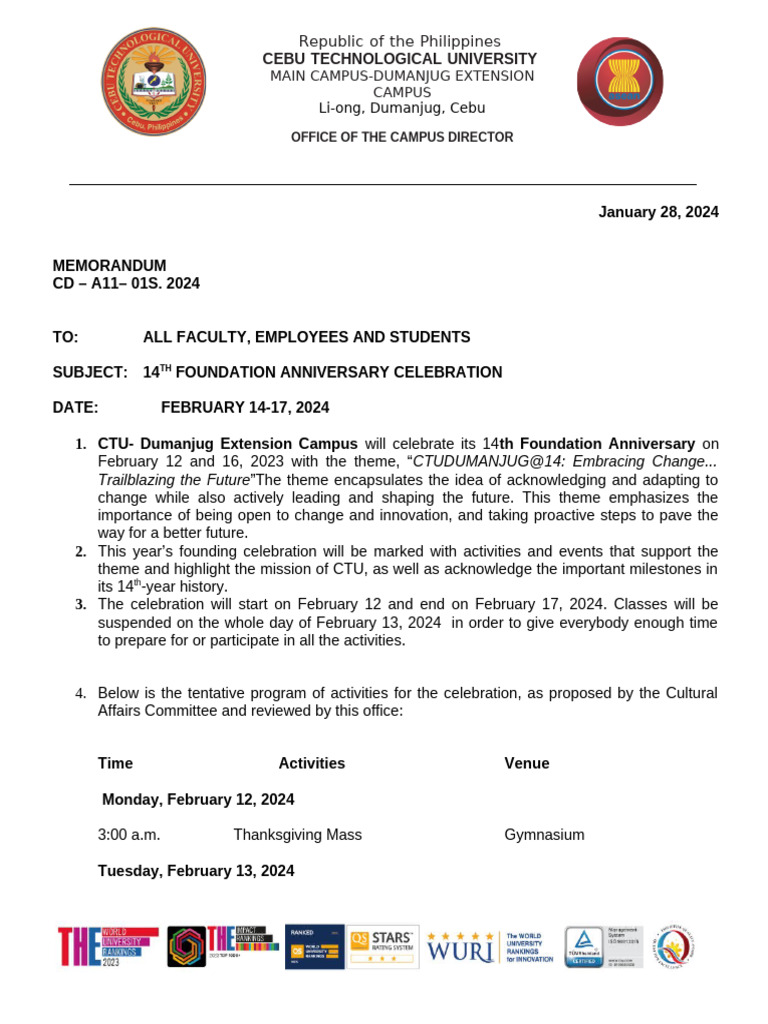 14th Founding Anniversary | PDF | Cebu