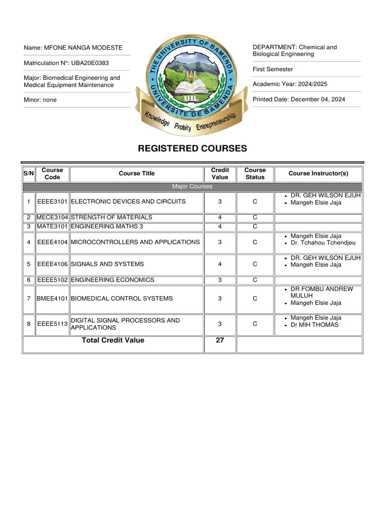 Biomedical Engineering Course Overview | PDF