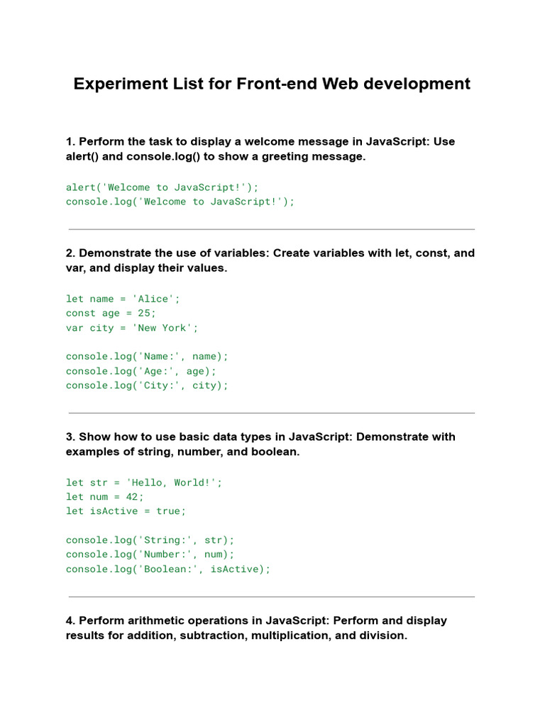 Experiment List For Front-End Web Development | PDF | Software | Web Development