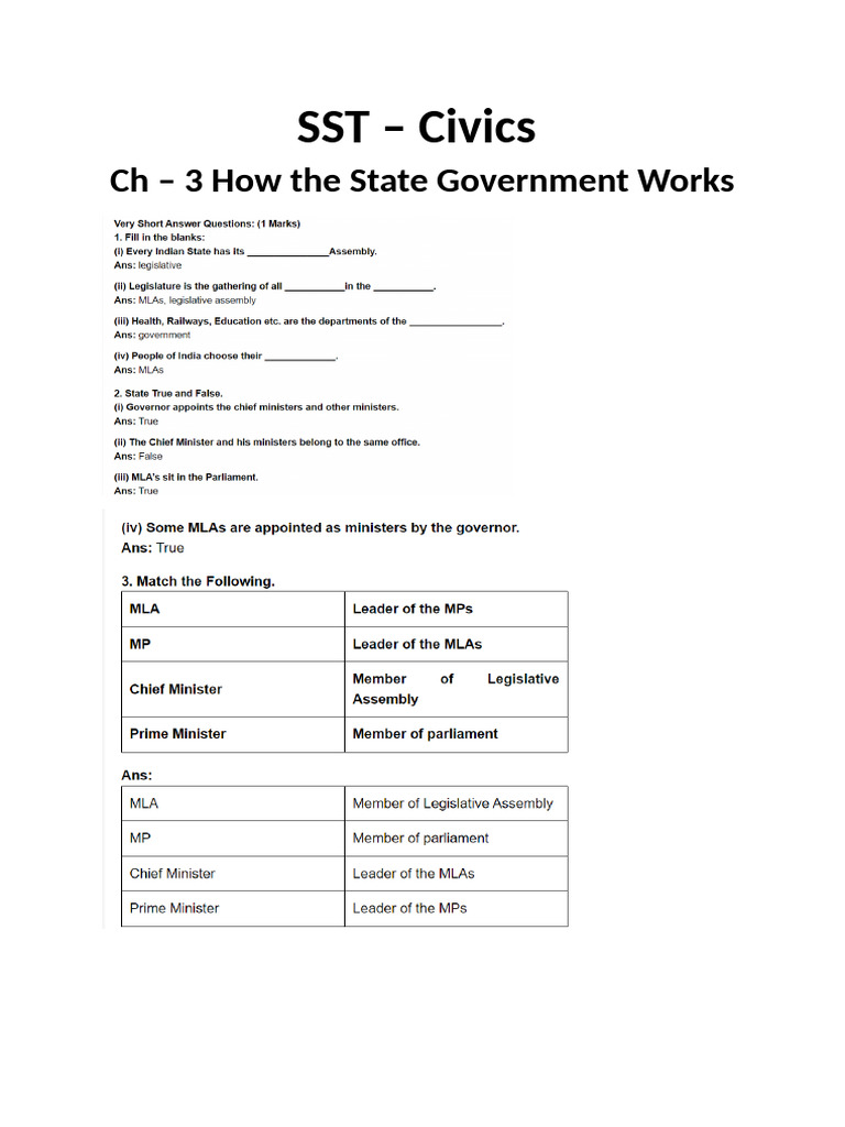 State Government Functions Explained | PDF