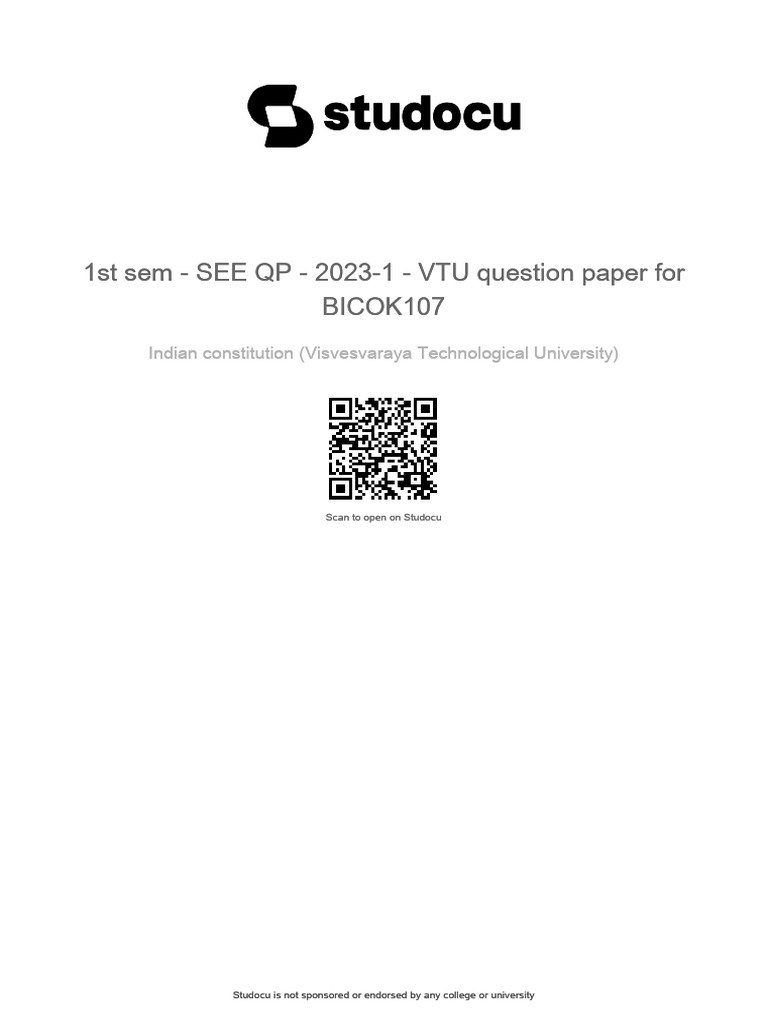 1st Sem See QP 2023 1 Vtu Question Paper For Bicok107 | PDF