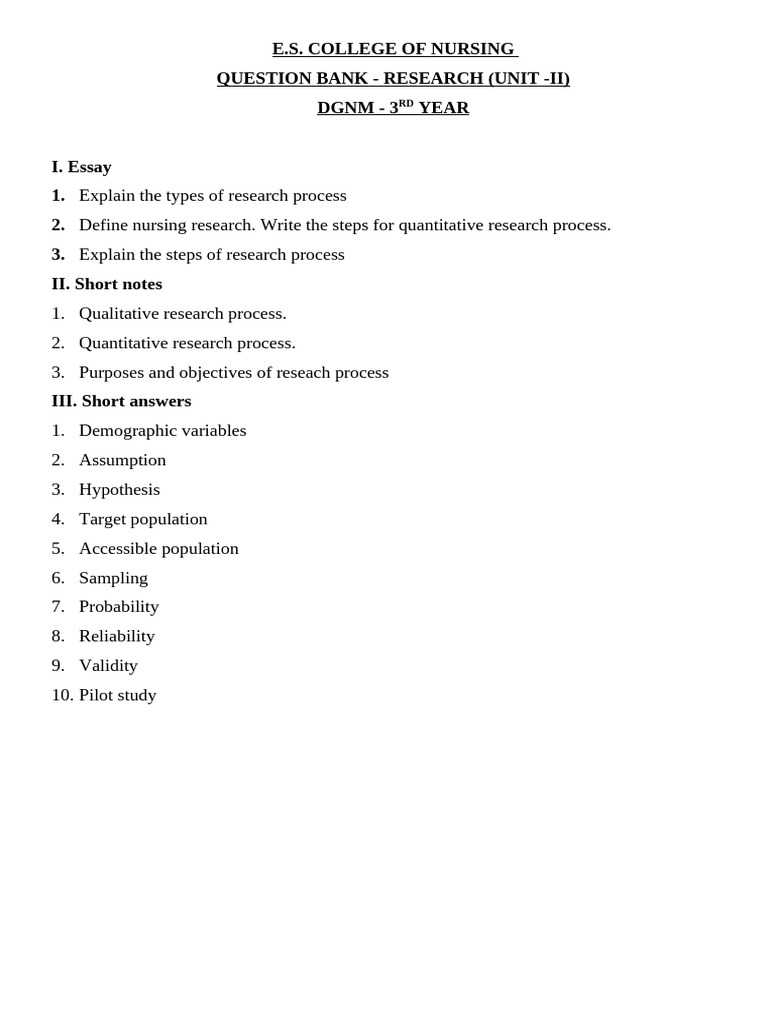 Unit - 2 Research Question | PDF