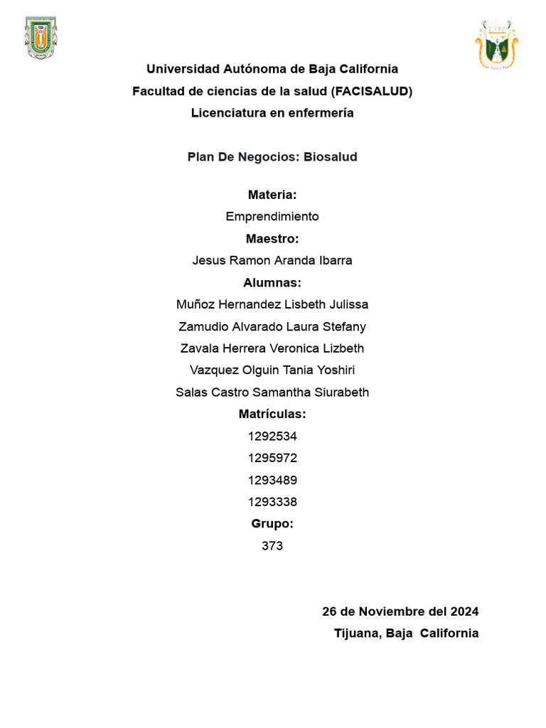 Plan de Negocios - Biosalud | PDF | Enfermería | Calidad (comercial)